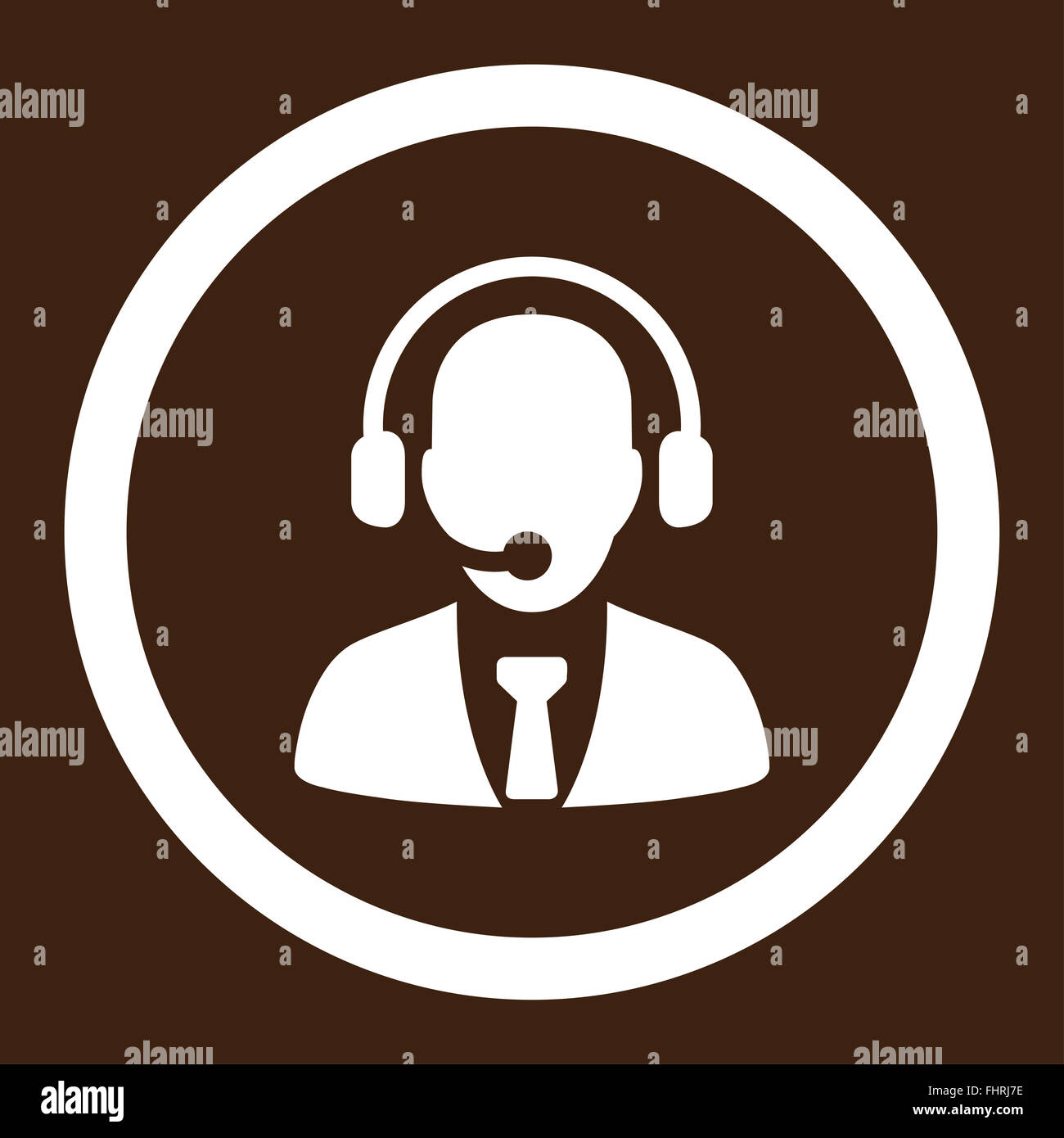 Call center flat white color rounded vector icon Stock Photo - Alamy