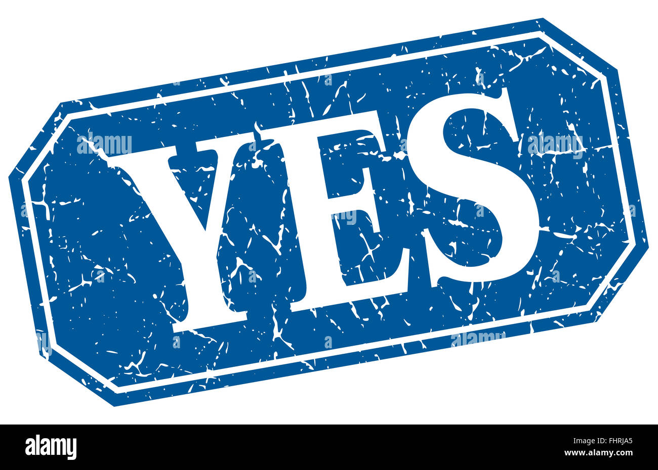yes blue square vintage grunge isolated sign Stock Photo - Alamy