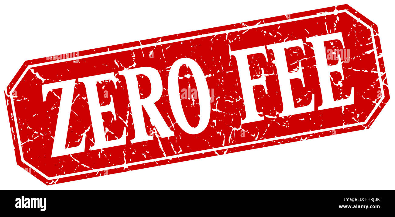 zero fee red square vintage grunge isolated sign Stock Photo - Alamy