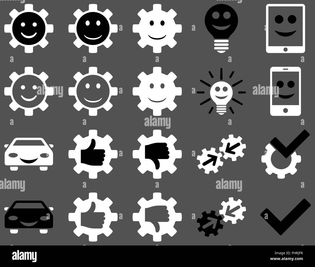 Tools and Smile Gears Icons Stock Photo - Alamy