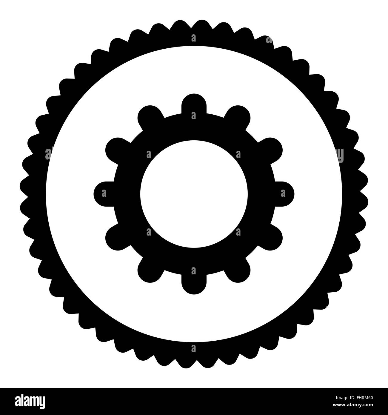 Gear flat black color round stamp icon Stock Photo - Alamy