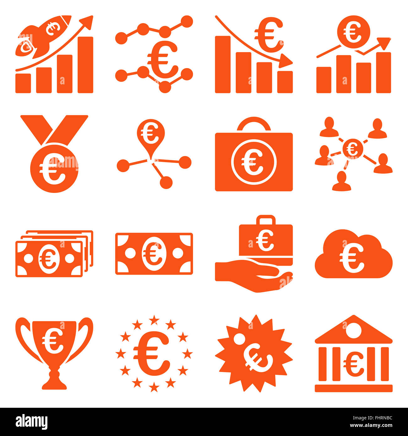 Euro banking business and service tools icons Stock Photo - Alamy
