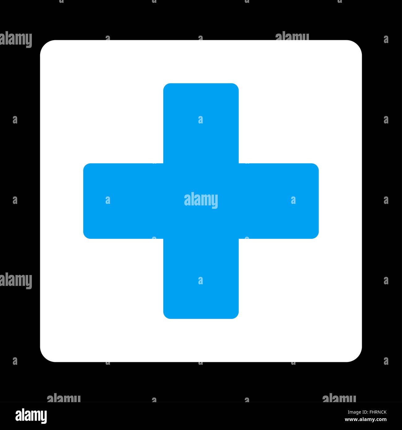 Plus flat blue and white colors rounded button Stock Photo - Alamy