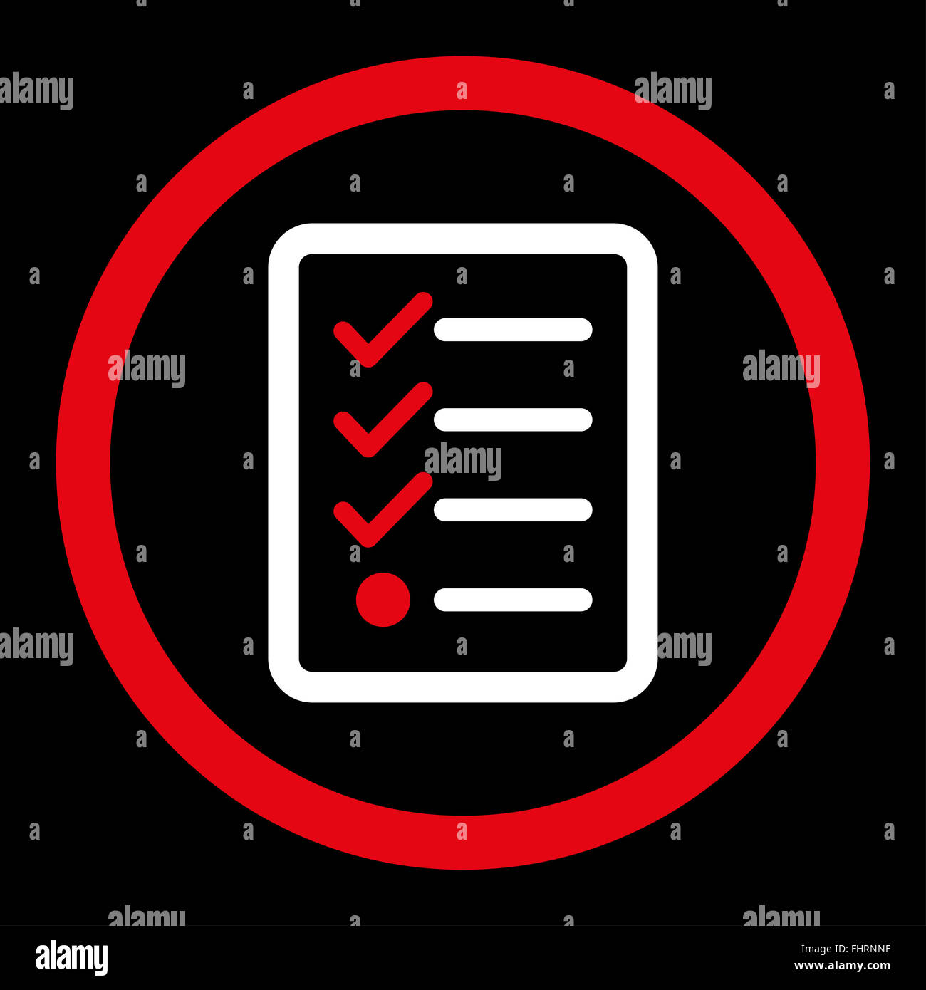 Checklist flat red and white colors rounded vector icon Stock Photo - Alamy