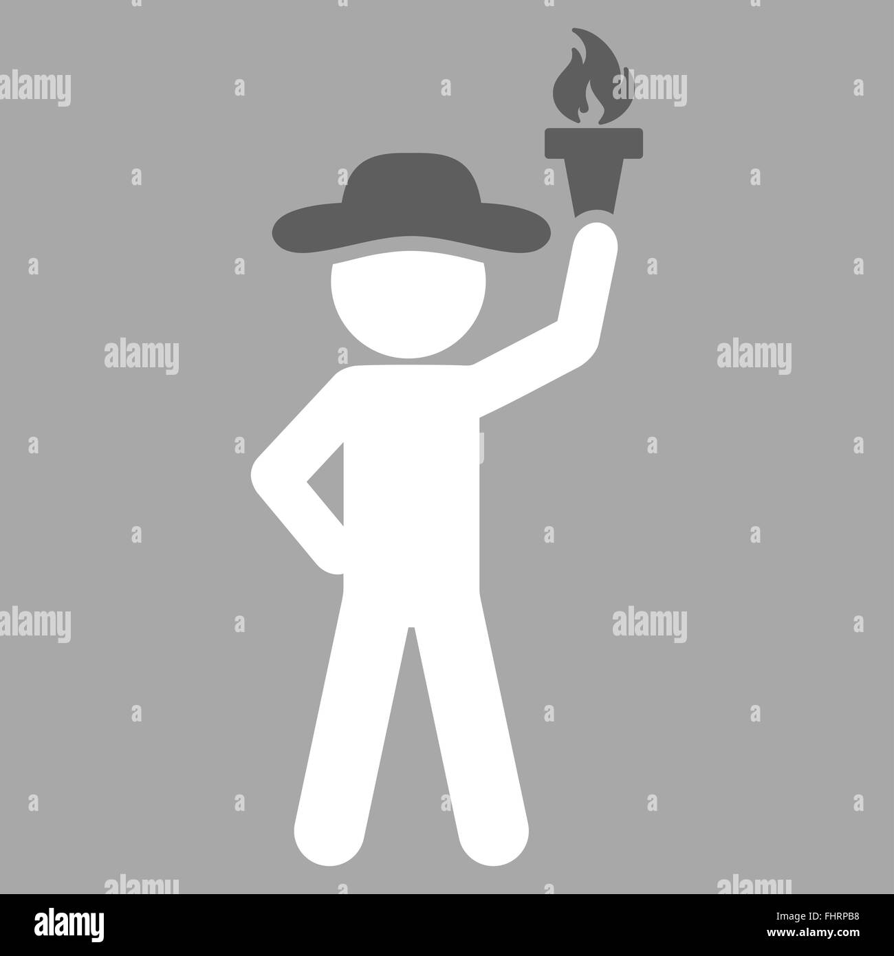 Human Figure With Freedom Torch Icon Stock Photo - Alamy