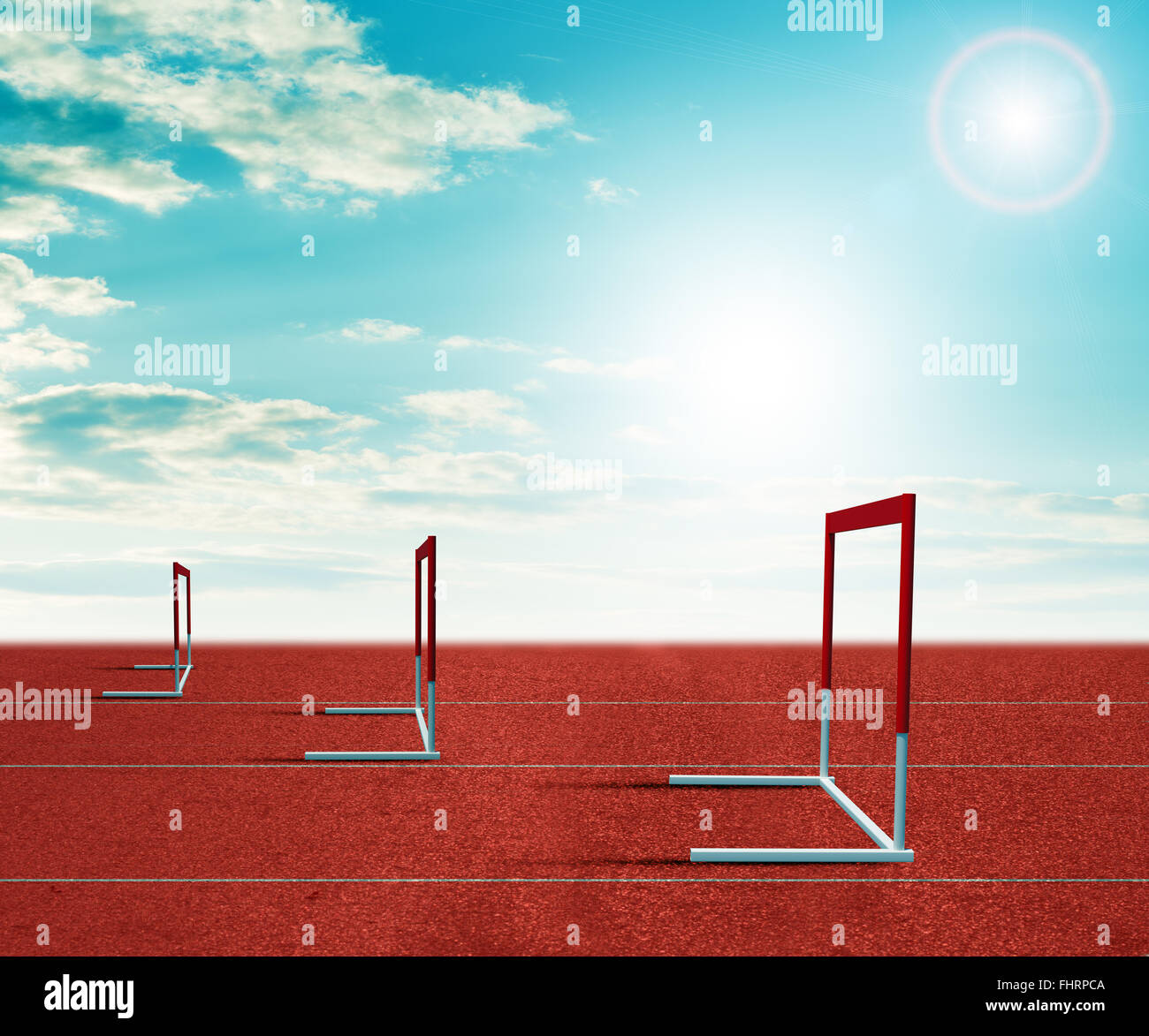 Barriers on treadmill stadium Stock Photo - Alamy