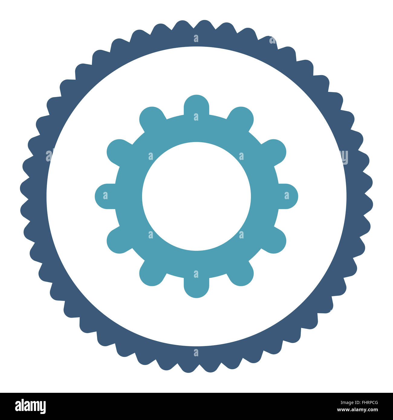 Gear flat cyan and blue colors round stamp icon Stock Photo - Alamy