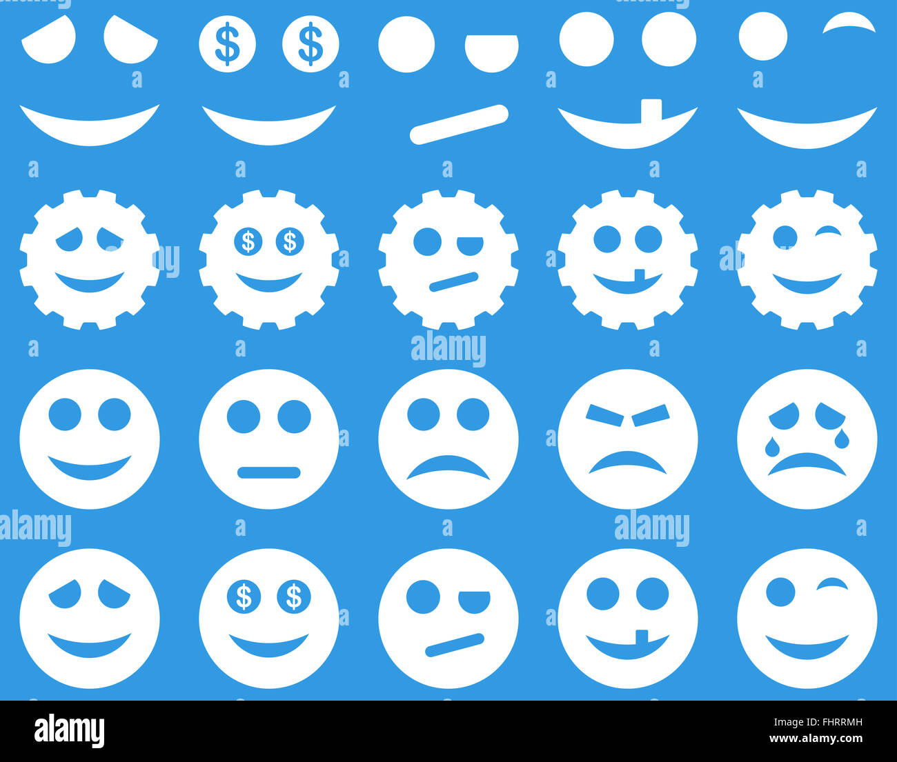 Tools, gears, smiles, emoticons icons Stock Photo - Alamy