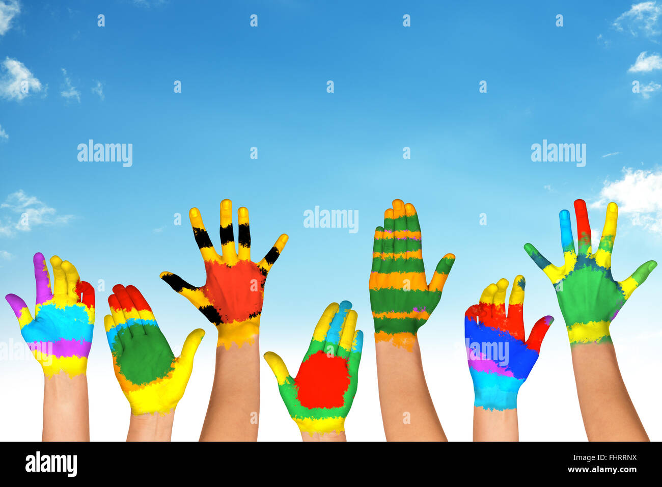 Set of colorful hands Stock Photo - Alamy