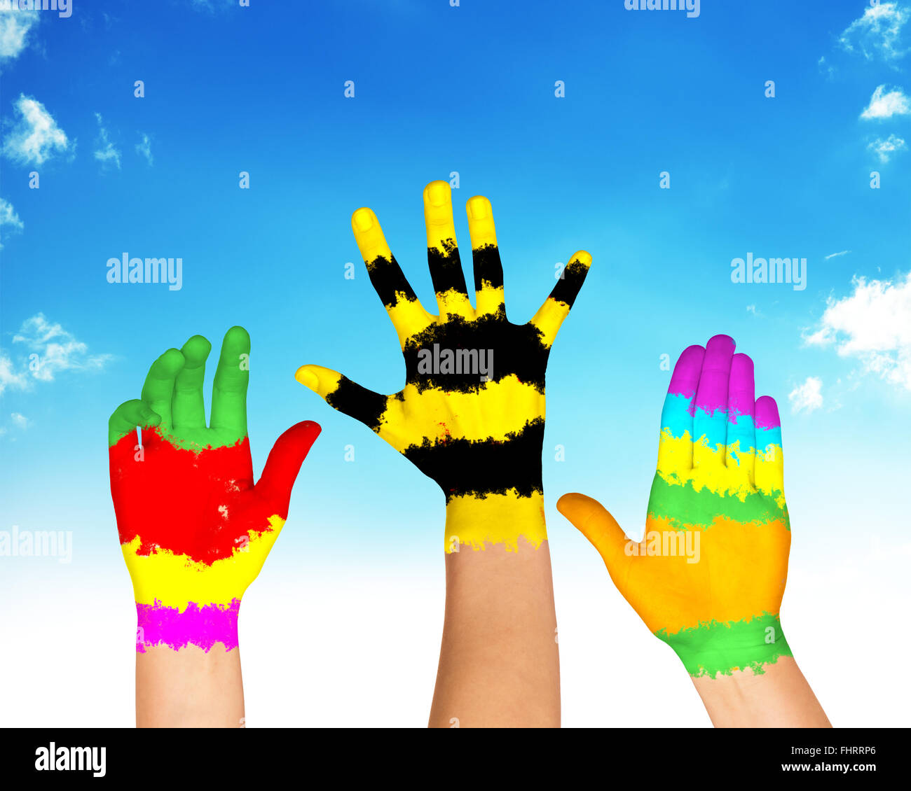 Set of colorful hands Stock Photo - Alamy
