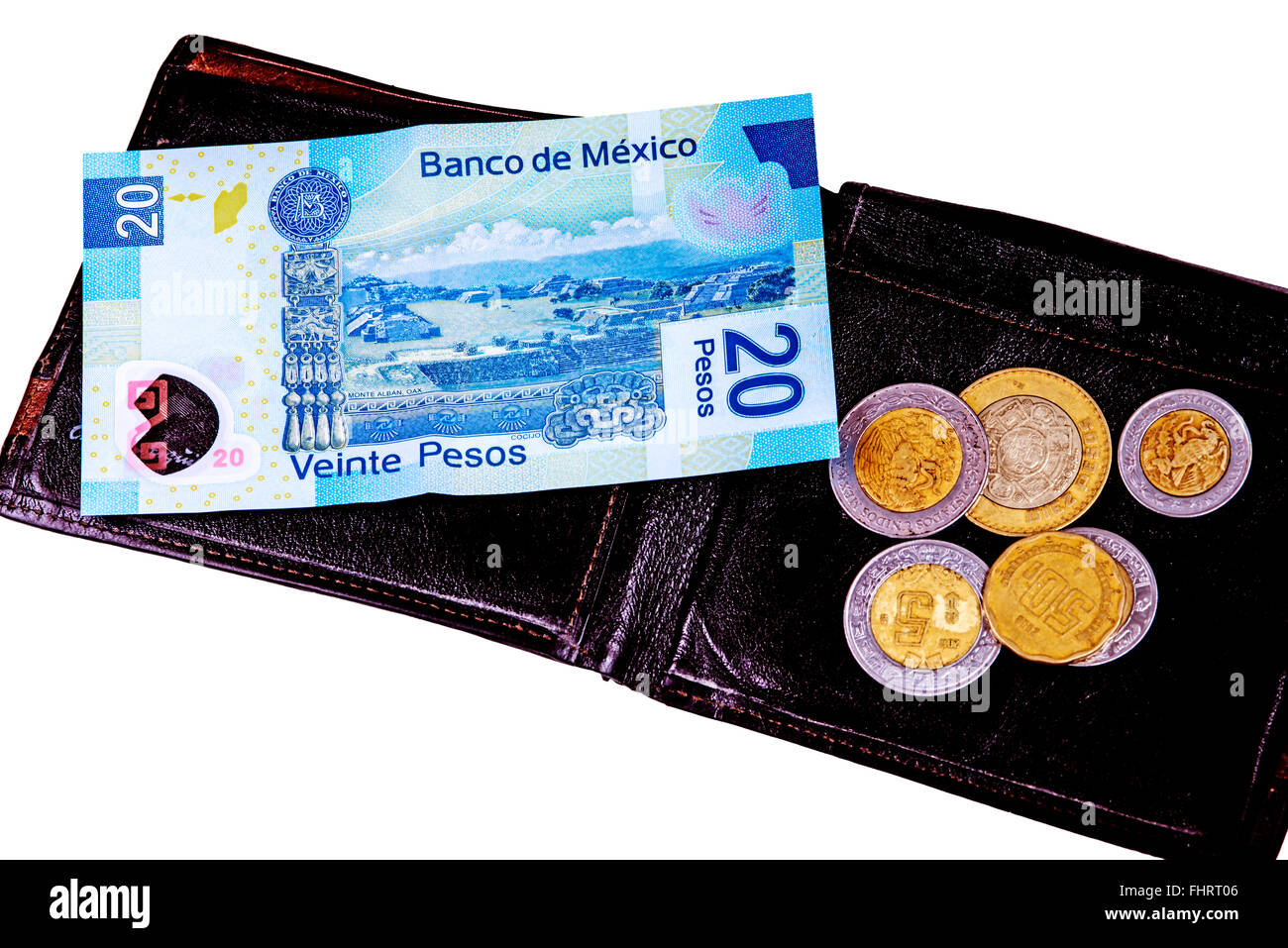 Mexican money with purse Stock Photo - Alamy