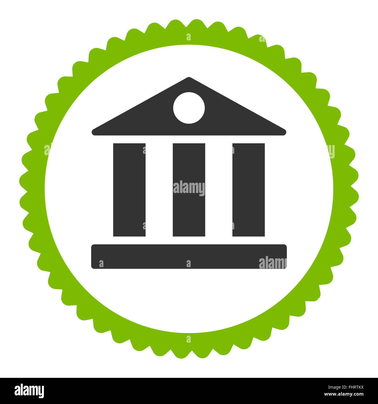 Bank flat eco green and gray colors round stamp icon Stock Photo - Alamy