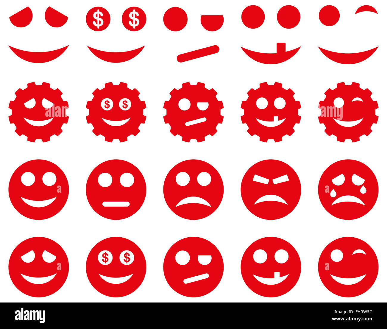 Tools, gears, smiles, emoticons icons Stock Photo - Alamy