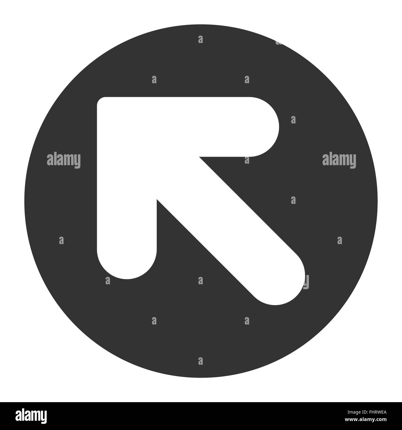 Arrow Up Left flat white and gray colors round button Stock Photo - Alamy