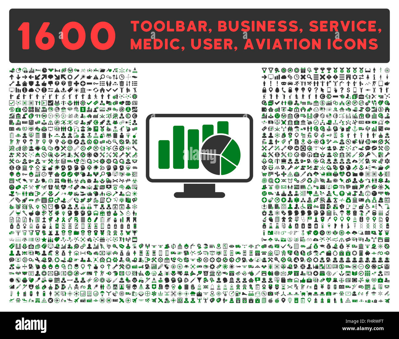 Statistics Icon with Large Pictogram Collection Stock Photo - Alamy