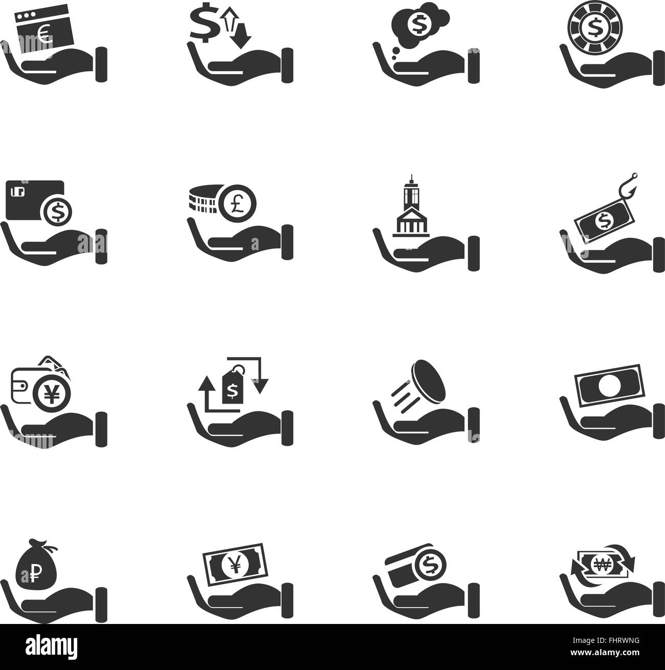 Hand and money icons set Stock Vector Image & Art - Alamy