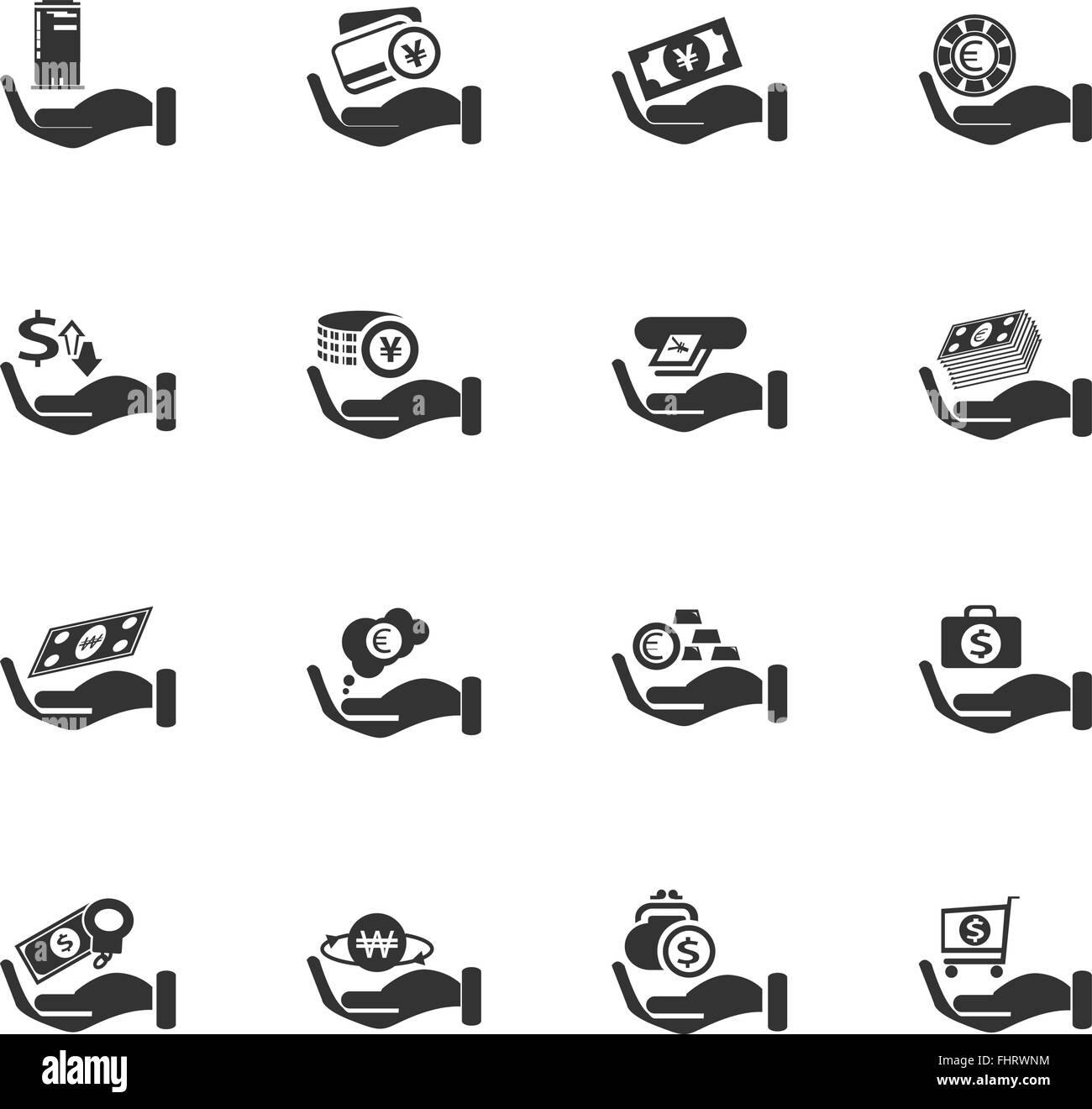 Hand and money icons set Stock Vector Image & Art - Alamy