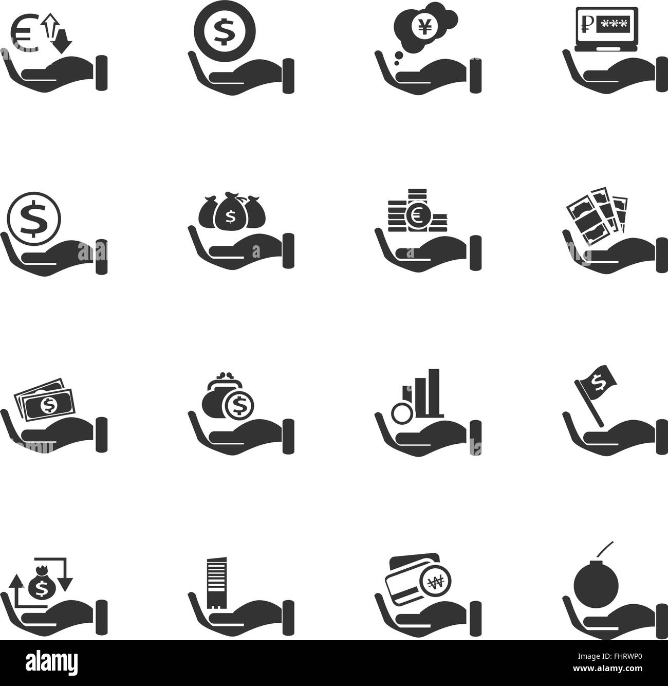 Hand and money icons set Stock Vector Image & Art - Alamy