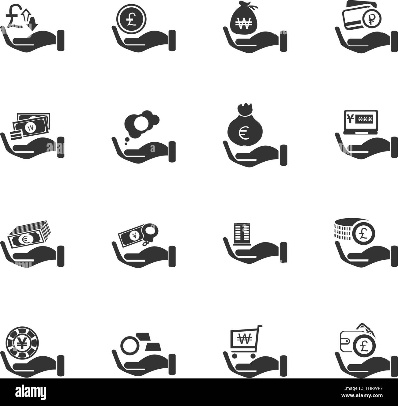 Hand and money icons set Stock Vector Image & Art - Alamy