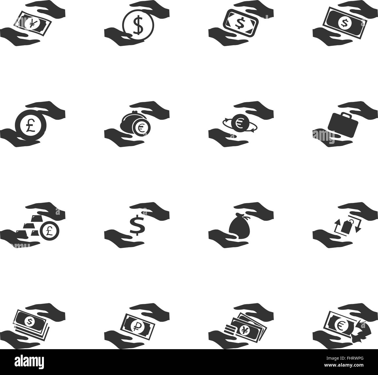 Hand and money icons set Stock Vector Image & Art - Alamy