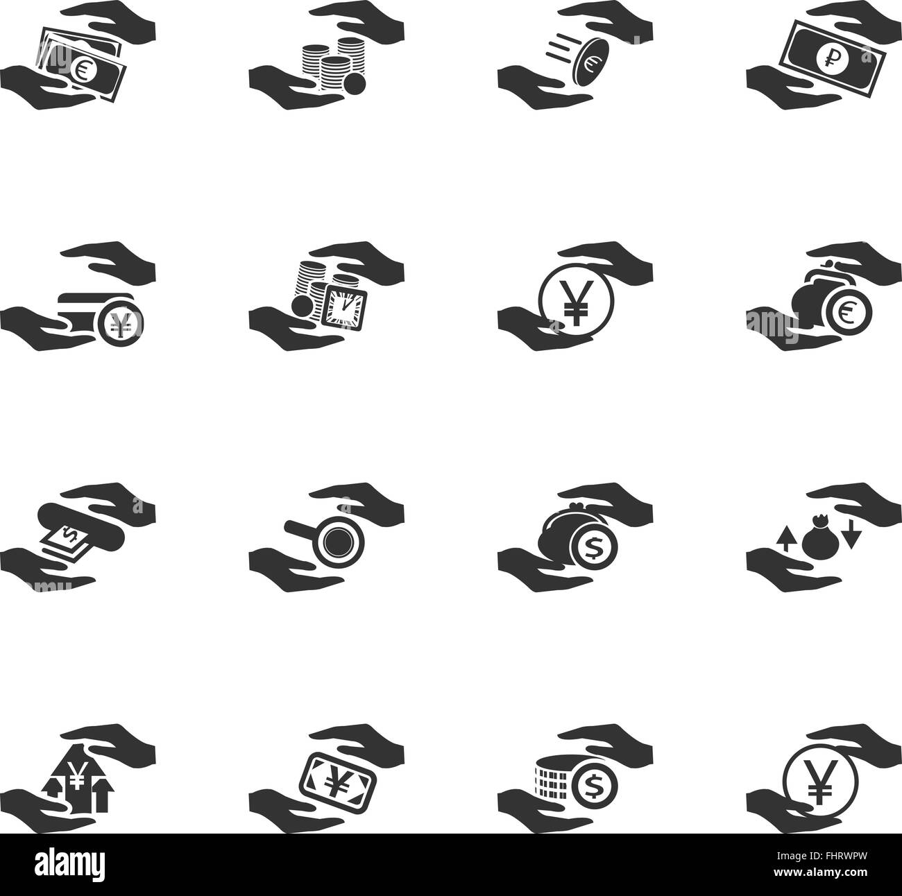 Hand and money icons set Stock Vector Image & Art - Alamy