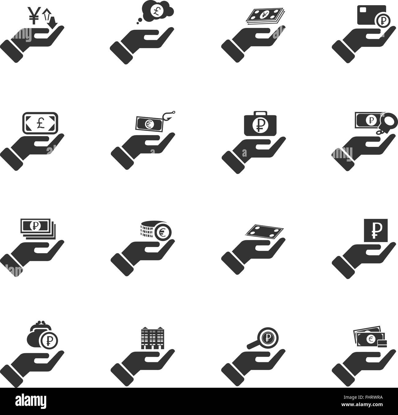 Hand and money icons set Stock Vector Image & Art - Alamy