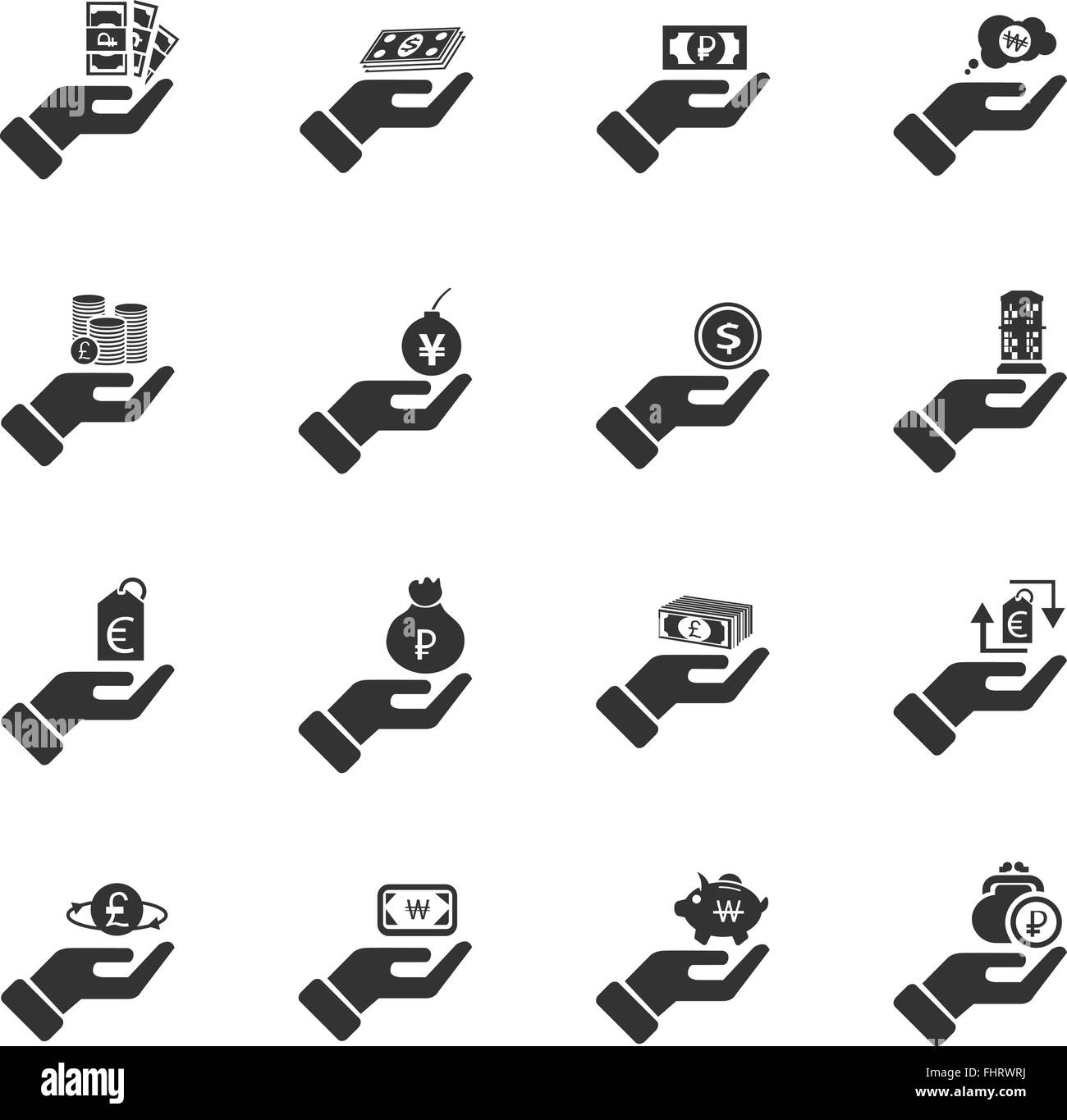 Hand and money icons set Stock Vector Image & Art - Alamy