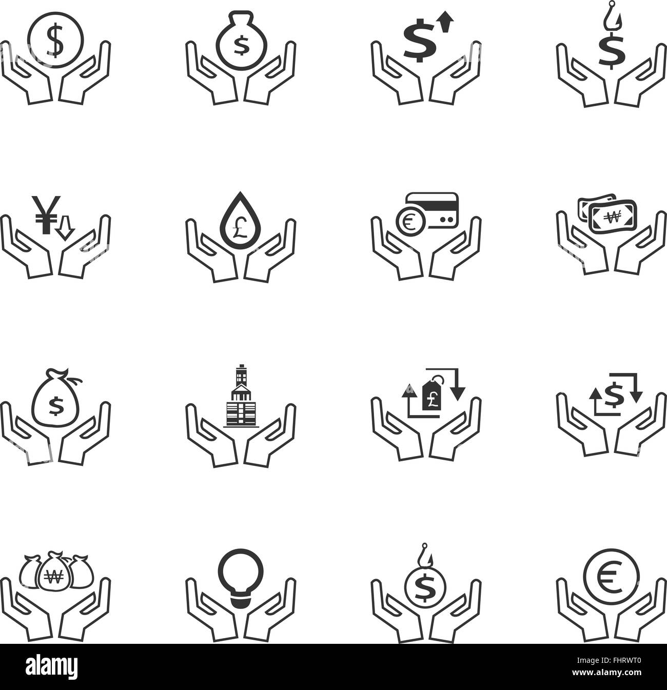 Hand and money icons set Stock Vector Image & Art - Alamy