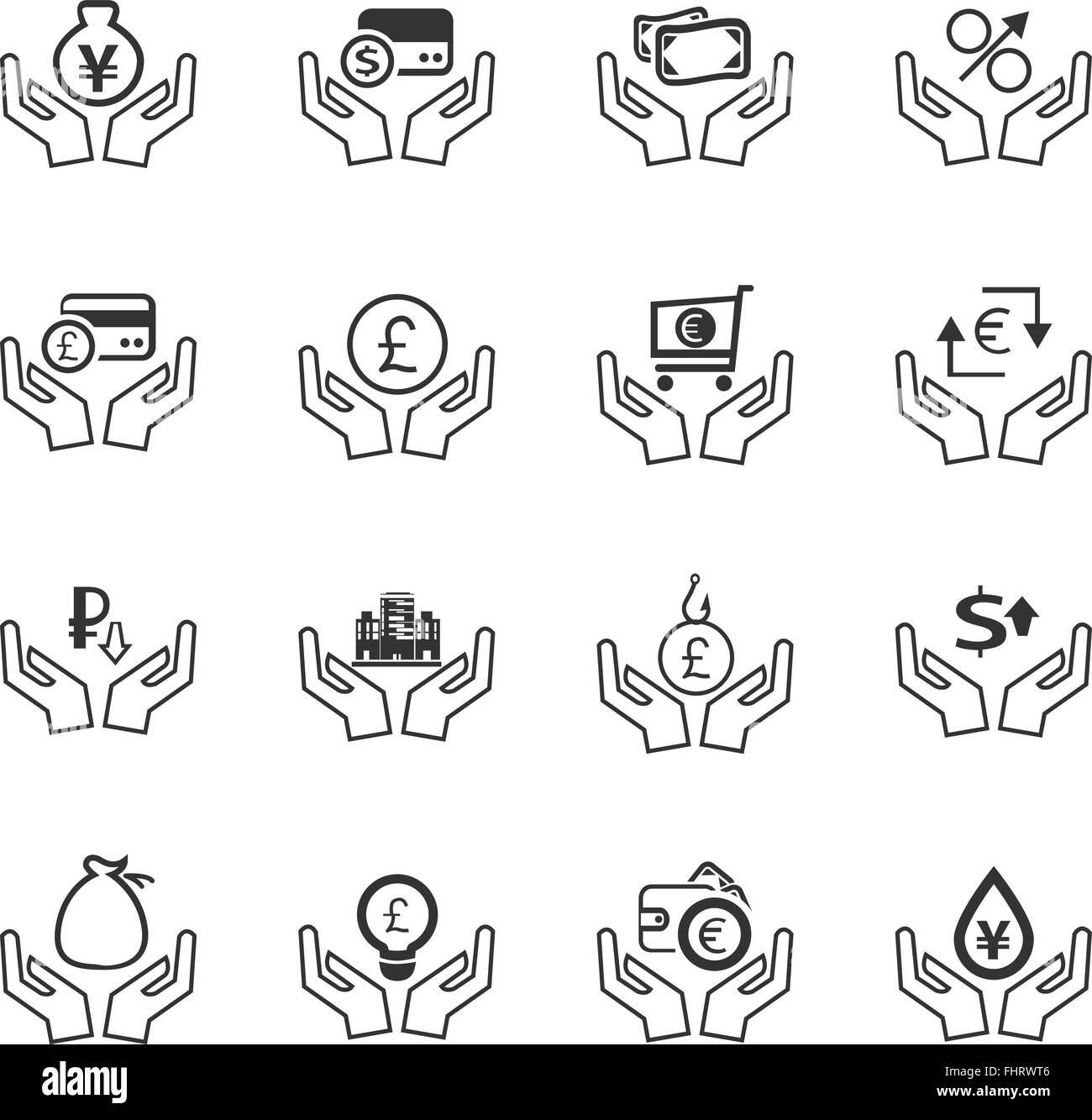 Hand and money icons set Stock Vector Image & Art - Alamy