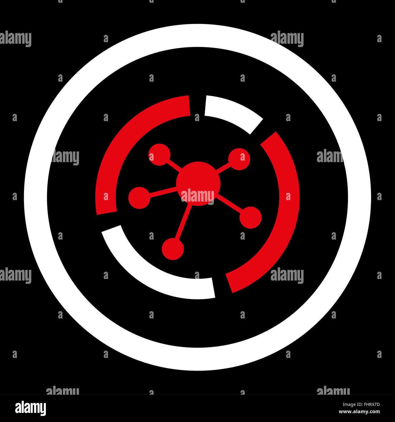 Connections diagram flat red and white colors rounded vector icon Stock ...