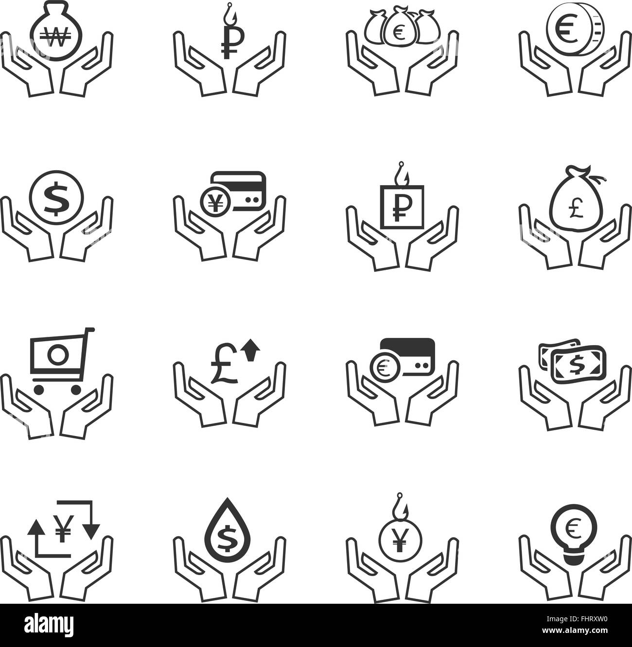 Hand and money icons set Stock Vector Image & Art - Alamy