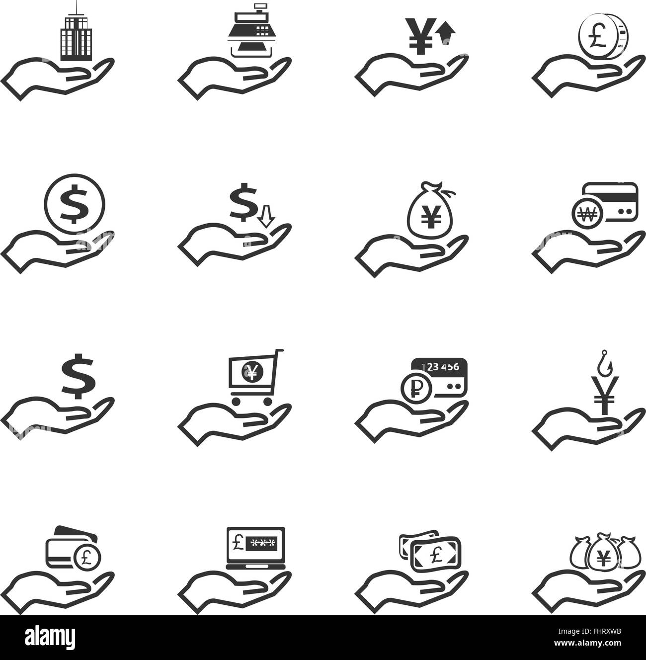 Hand and money icons set Stock Vector Image & Art - Alamy