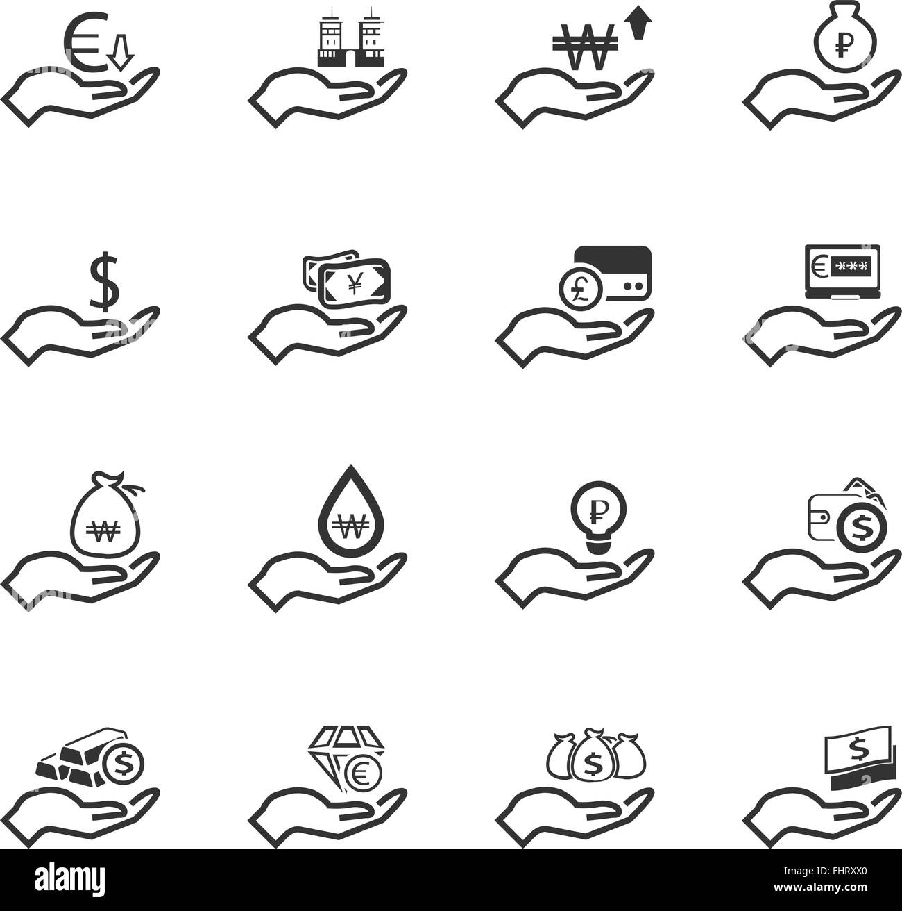 Hand and money icons set Stock Vector Image & Art - Alamy