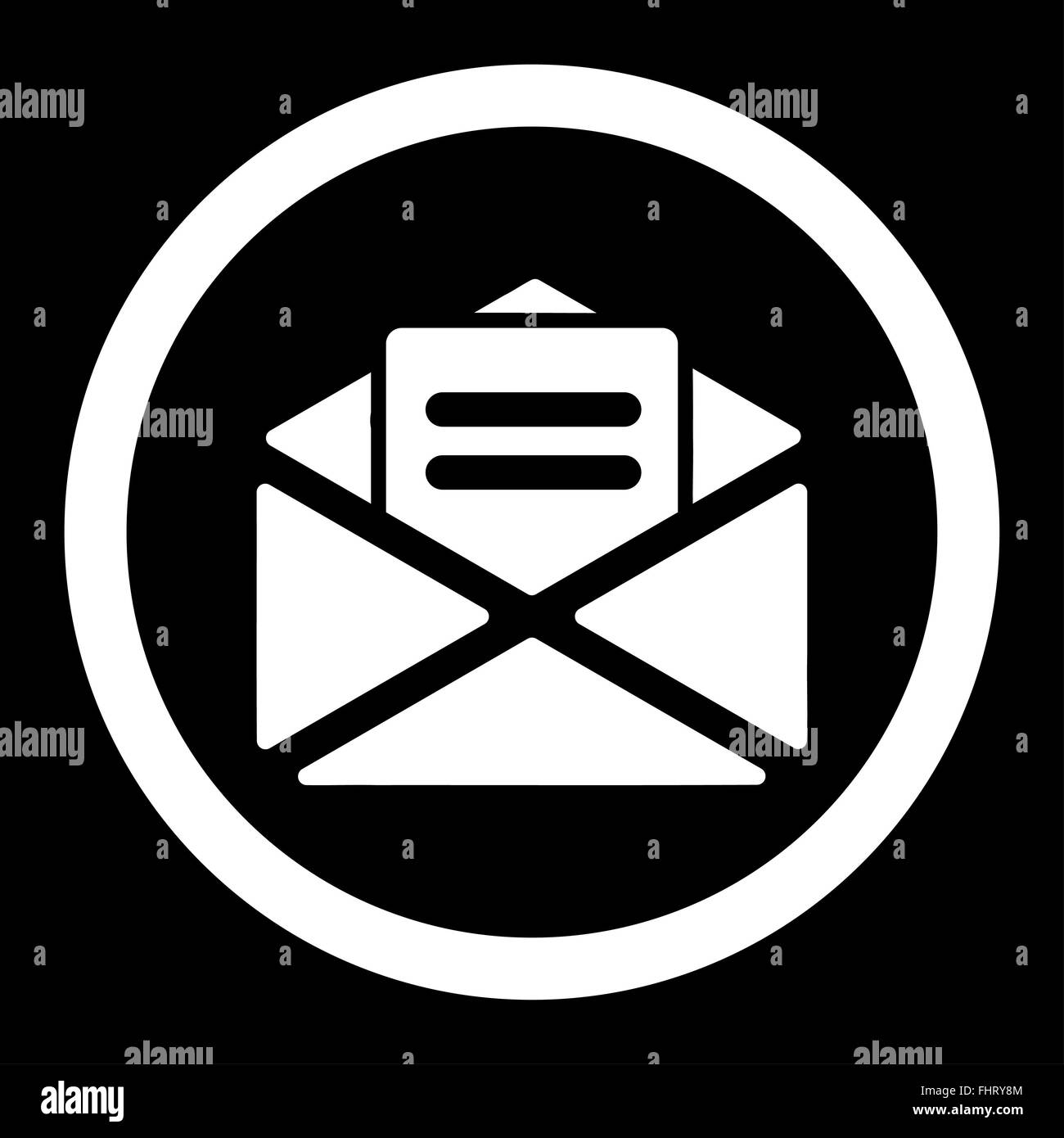 Open mail flat white color rounded vector icon Stock Photo - Alamy