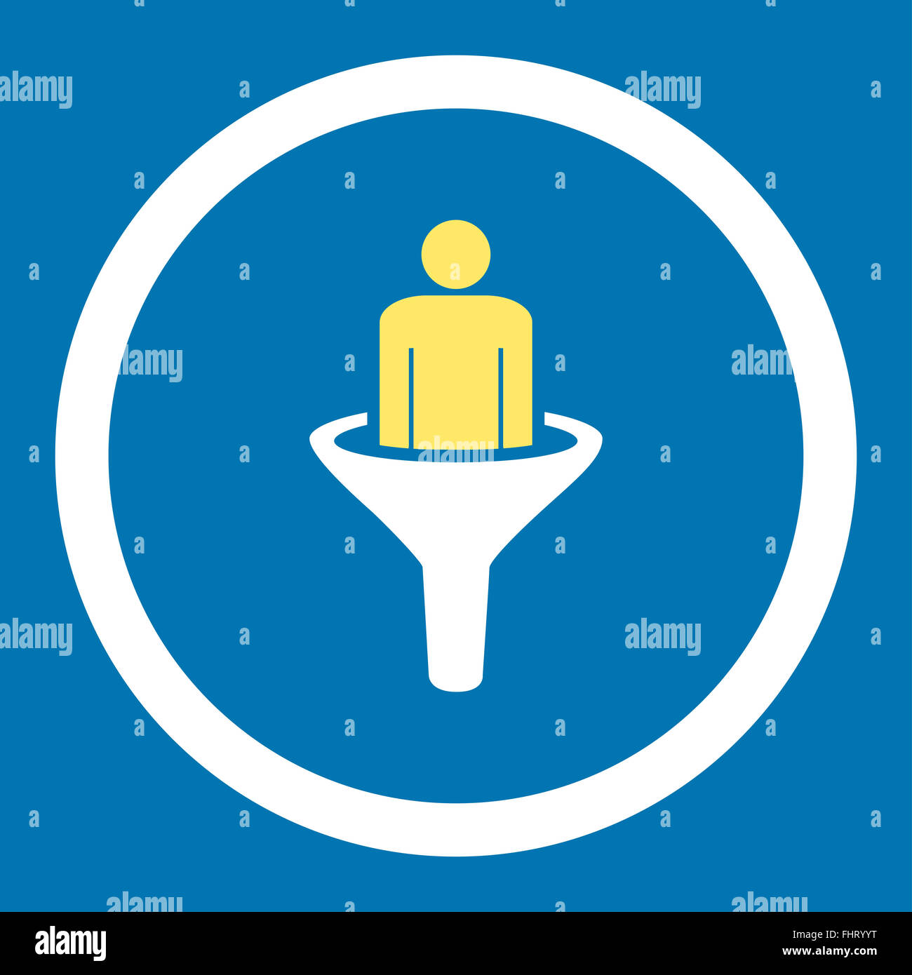 Sales funnel flat yellow and white colors rounded vector icon Stock ...