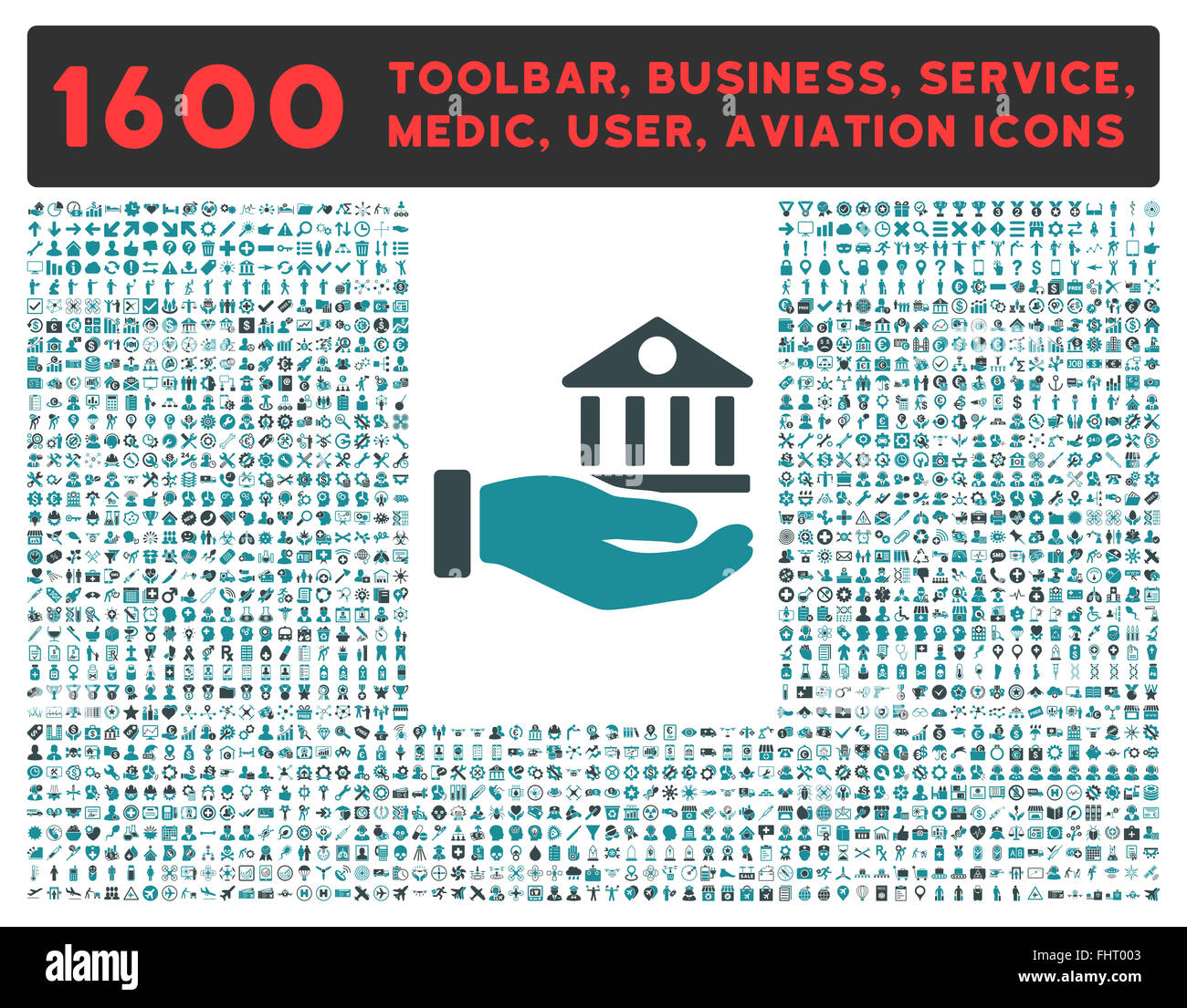 Bank Service Icon with Large Pictogram Collection Stock Photo - Alamy