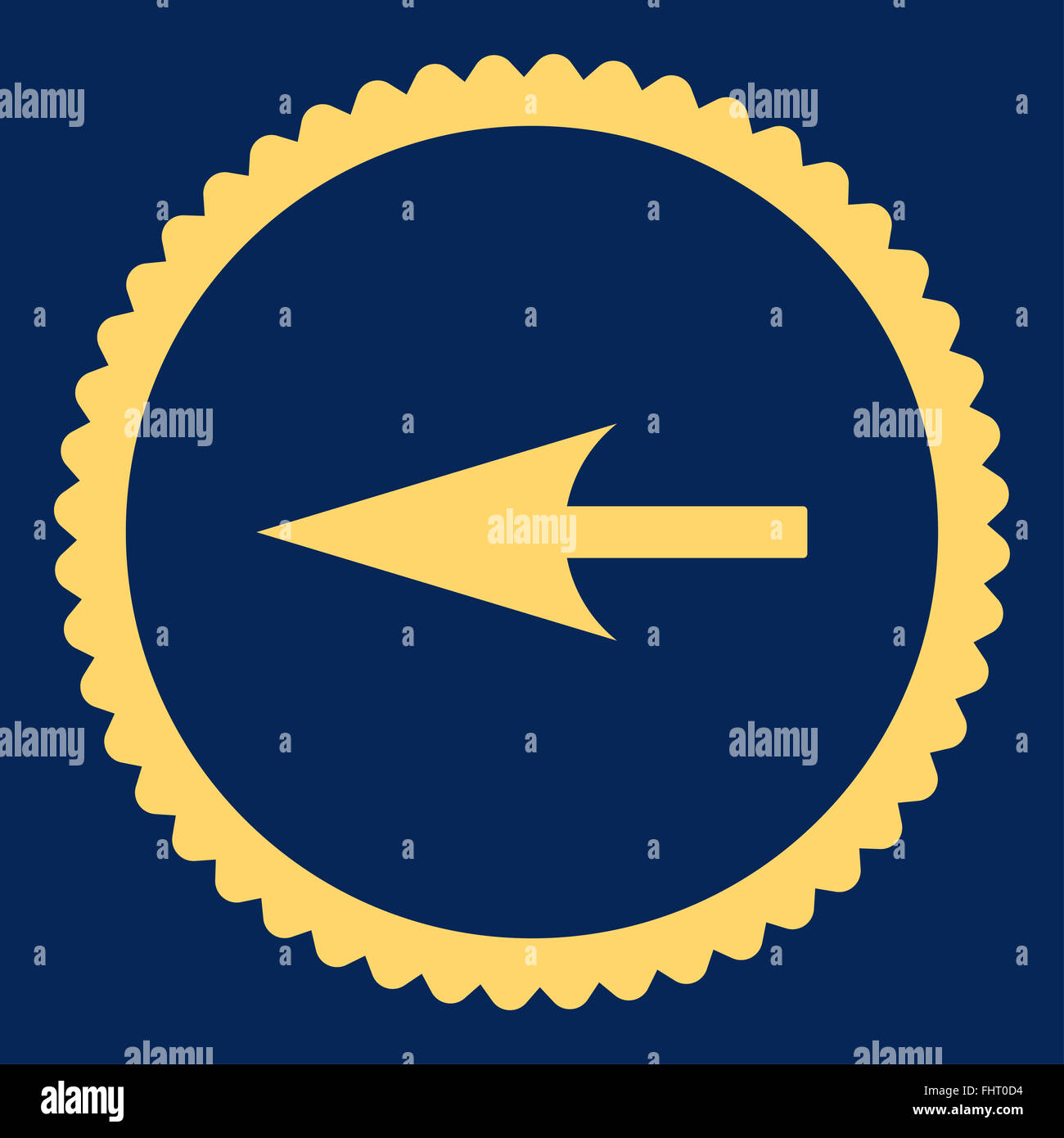 Sharp Left Arrow flat yellow color round stamp icon Stock Photo - Alamy