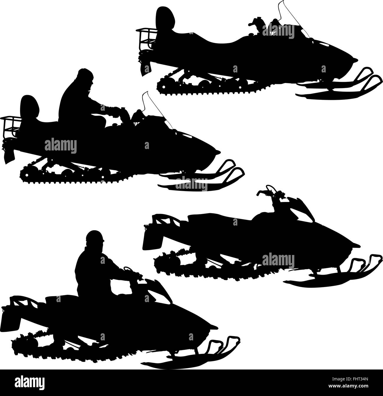 Silhouette snowmobile on white background. Vector illustration Stock ...