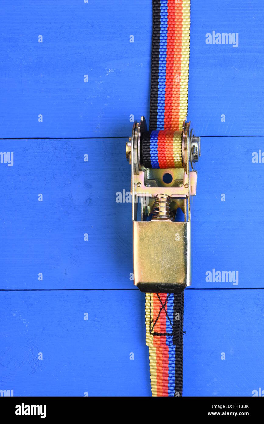 Ratchet straps for cargo load control Stock Photo - Alamy