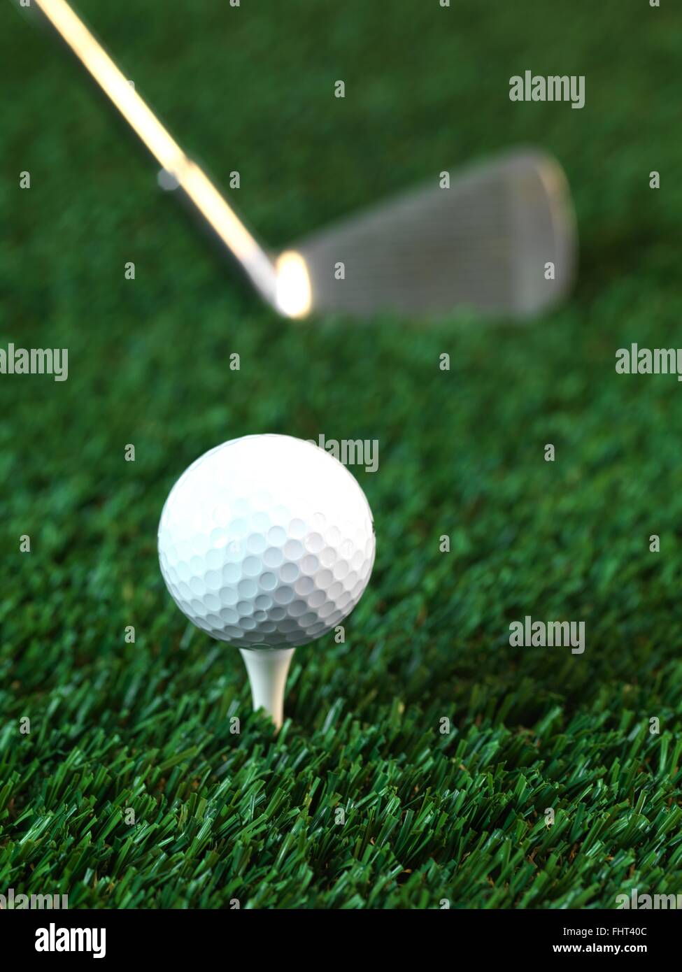 Golfing equipment on artficial grass outdoors Stock Photo - Alamy