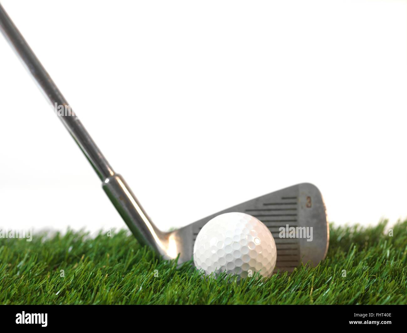 Golfing equipment on artficial grass outdoors Stock Photo - Alamy