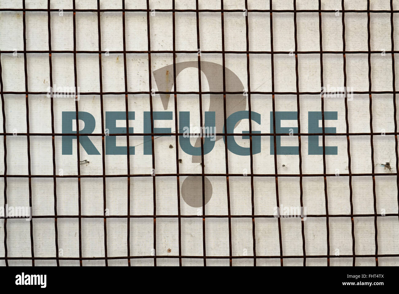 Word Refugee written under a wire fence on vintage background Stock ...