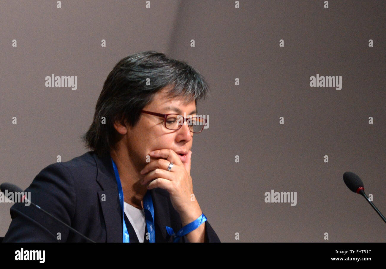 Zurich, Switzerland. 26th Feb, 2016. Moya Dodd, vice-president of the ...