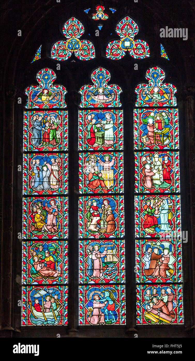 Painted Stained Glass Our Lady of Mariastraat church Bruges Belgium ...