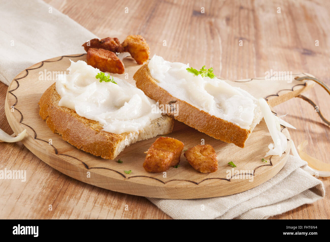 Bread with lard and scratchings Stock Photo - Alamy