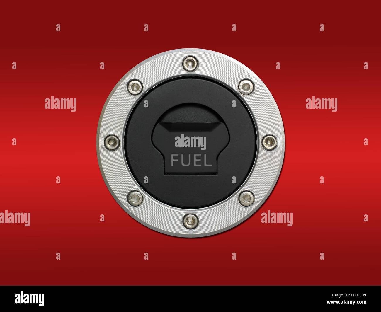 A cloe up shot of a fuel tank cover Stock Photo - Alamy