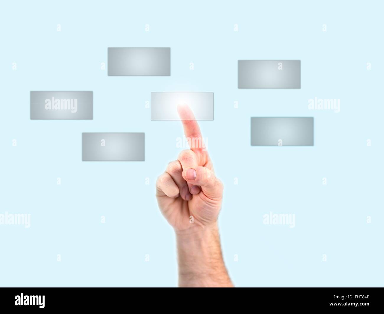 A hand touching a modern touch screen Stock Photo - Alamy