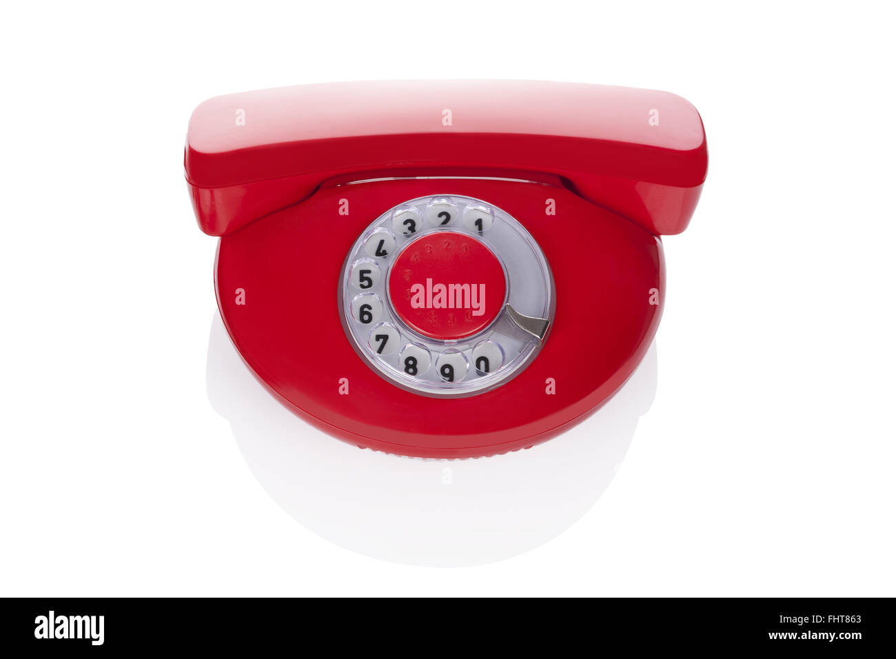 Red retro phone isolated Stock Photo - Alamy