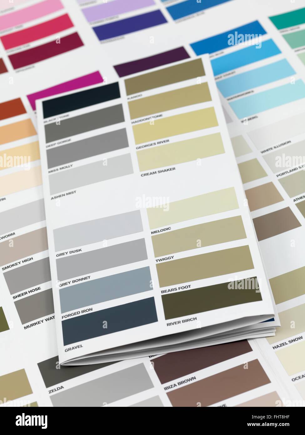 A color paint chart showing modern colors Stock Photo - Alamy