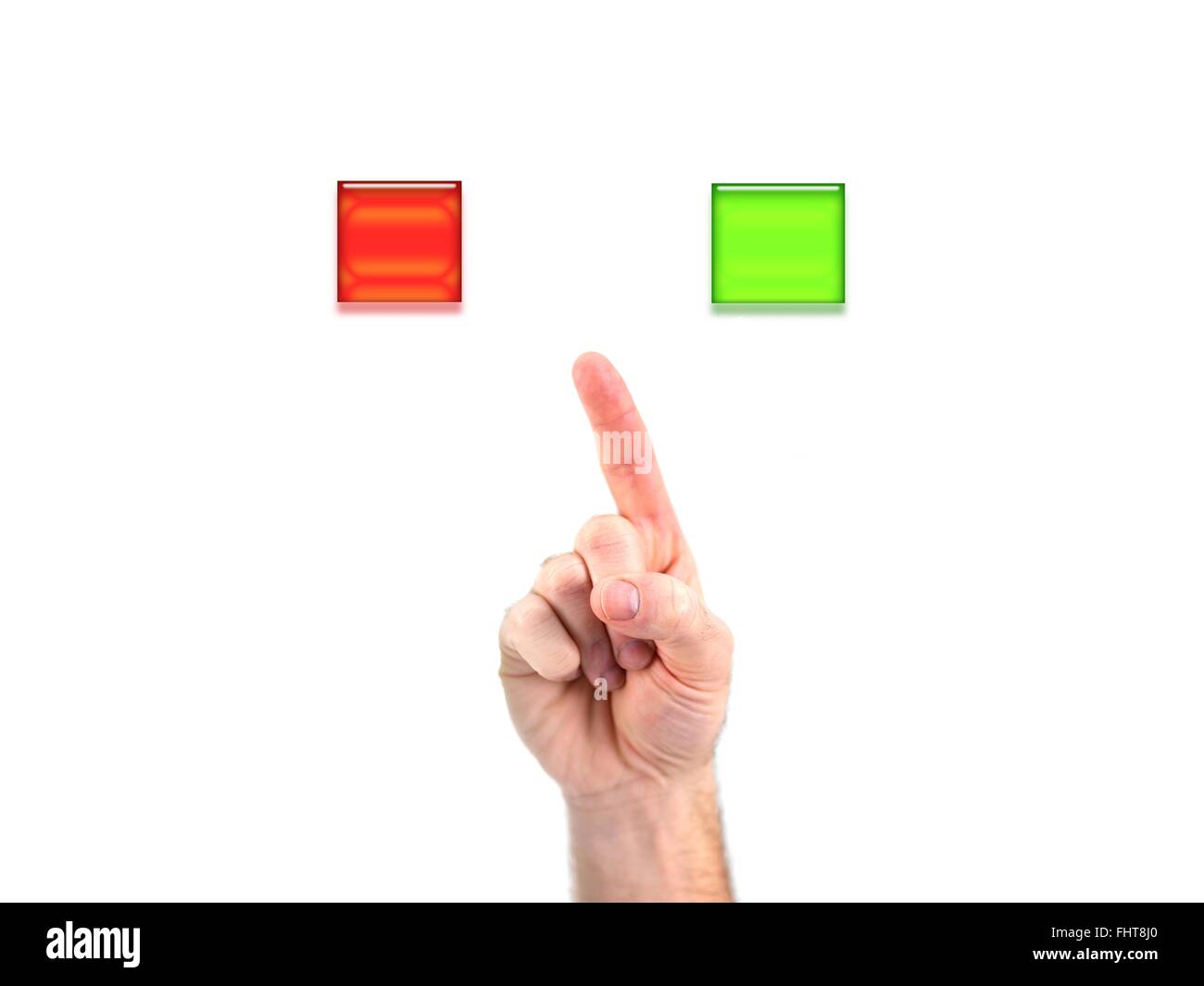 A male hand choosing yes or no Stock Photo - Alamy